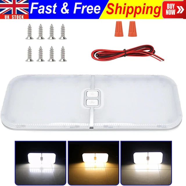 12V LED DOUBLE Ceiling Light Caravan Campervan Interior Wall Lamp ...