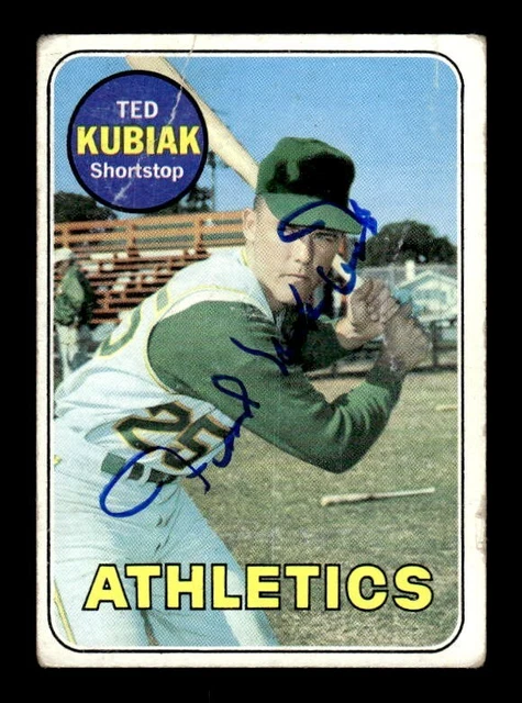 TED KUBIAK SIGNÉ 1969 Topps Baseball #281 Oakland Athletics Sur Carte ...