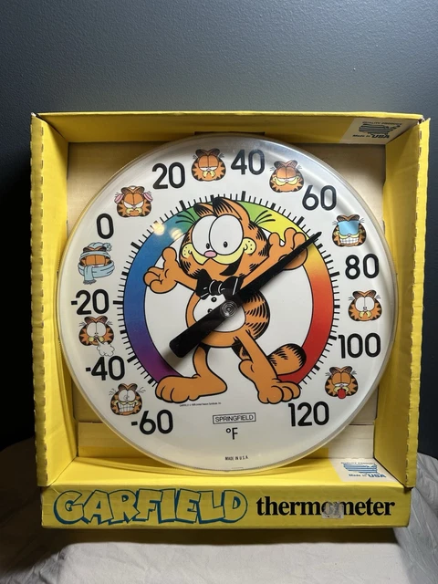 VINTAGE GARFIELD 12& Outdoor Thermometer Rare 1978 Springfield United ...