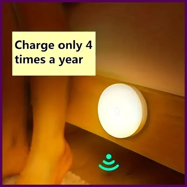 MOTION SENSOR NIGHT Light Wireless LED PIR Detector Lamp Bedroom ...