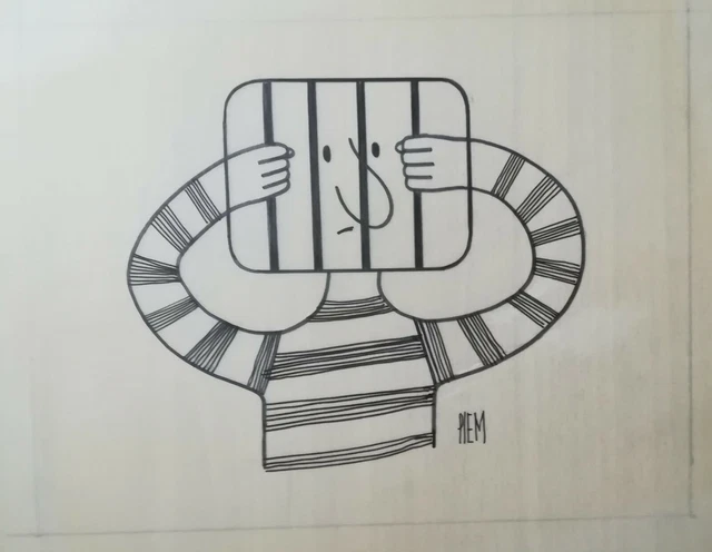 PIEM DESSIN ORIGINAL humour Le Petit rapporteur surréalisme EUR 30,00 ...
