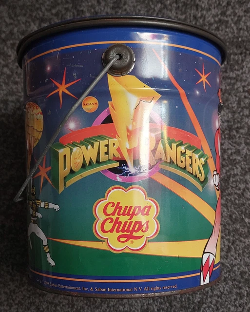 1995 VINTAGE MIGHTY Morphin Power Rangers Chupa Chups Bucket Tin Rare £ ...