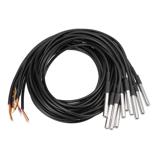 DS18B20 TEMPERATURE SENSOR Waterproof Digital Thermal Probe Sensor 10 ...