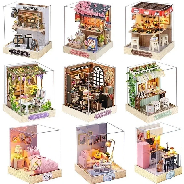 MINI DOLL HOUSE DIY Small House Kit Handmade 3D Puzzle Assembly Model ...