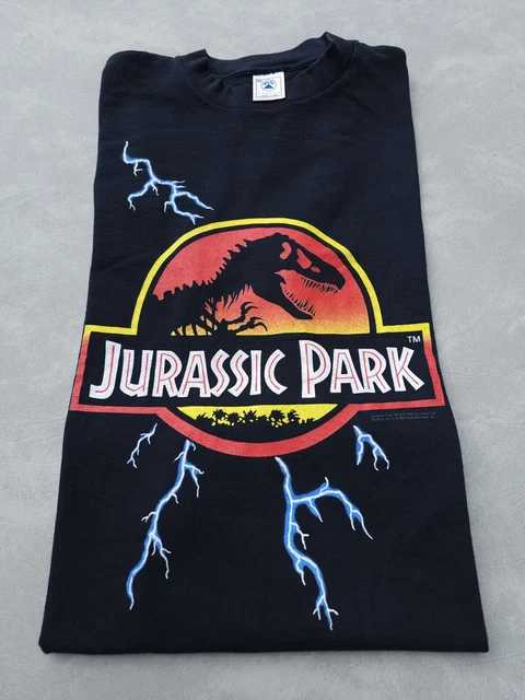 Vintage 1992 Jurassic Park Lightning Logo Movie Promo T Shirt Delta Xl 1390