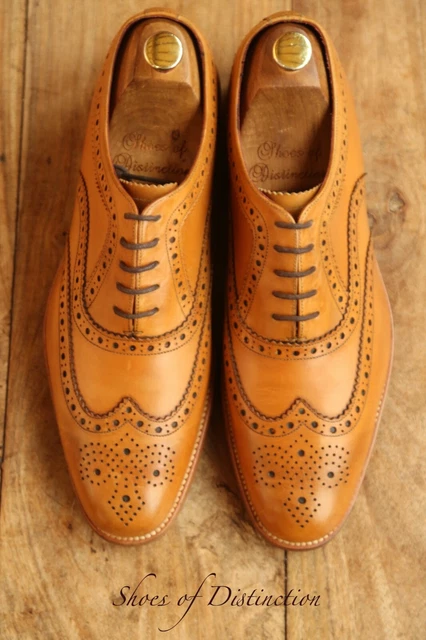 LOAKE DESIGN FEARNLEY Tan Leather Oxford Brogue shoes Men's UK 9 G US ...