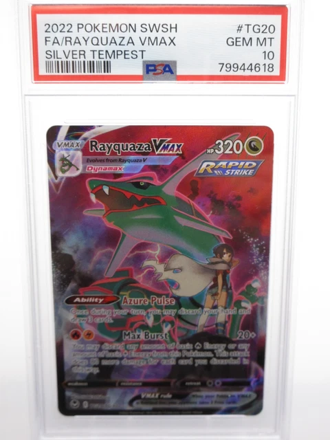 PSA 10 GEM MINT Pokemon Rayquaza VMAX Silver Tempest Trainer Gallery # ...