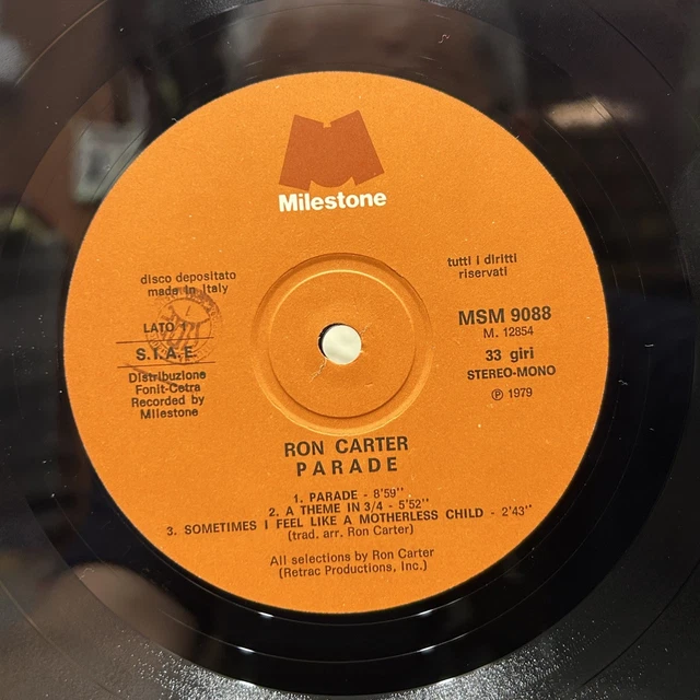 RON CARTER - Parade LP Ex/Ex+ 1979 Italy 1st Press Milestone Msm 9088 ...