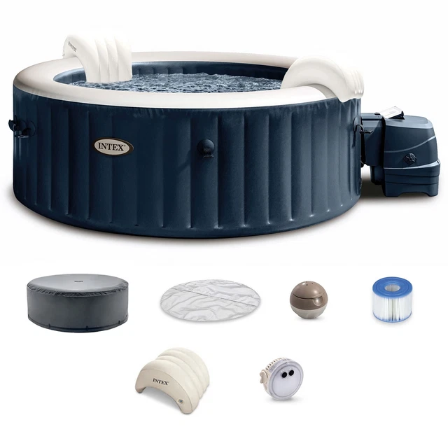INTEX PURESPA PLUS Portable Inflatable Hot Tub Bubble Jet Spa, 77 x 28 ...