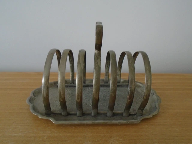 VINTAGE METAL TOAST Rack with Fixed Base Plate (Silver Plate?) £6.96 ...