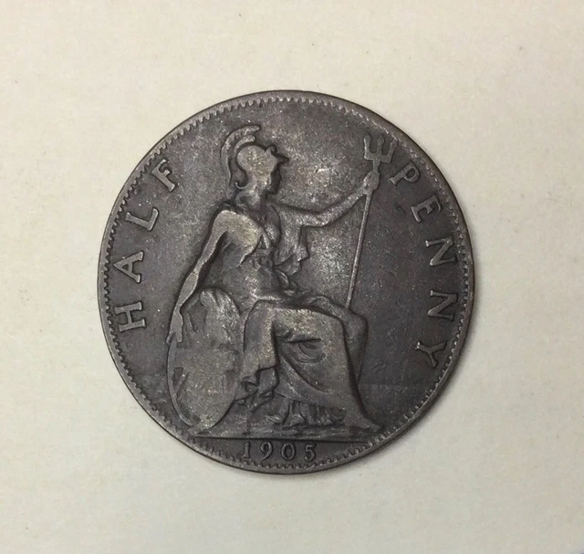 1905 ENGLISH KING Edward V11.Halfpenny coin. Great quality, details ...