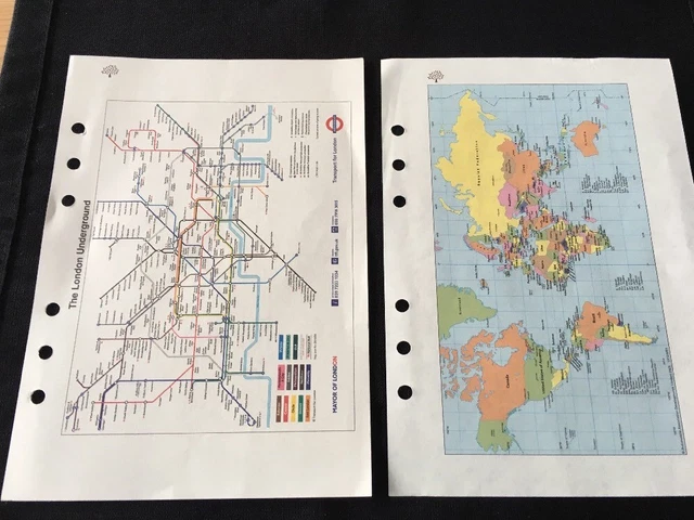 ORGANIZER/FILOFAX MULBERRY PLANNER mappa del mondo e mappa fuso orario ...