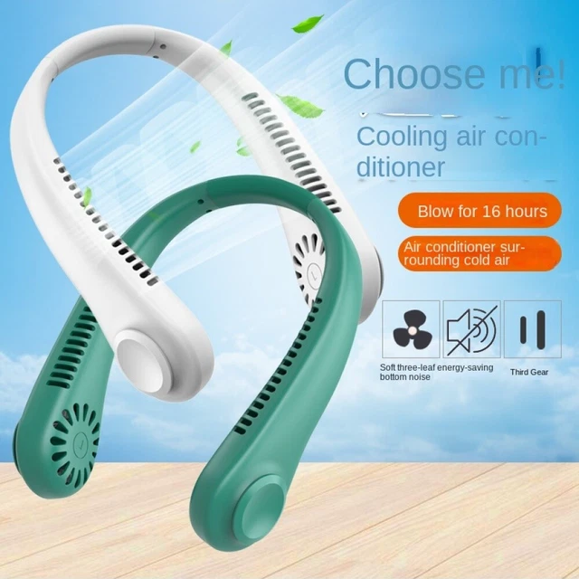 PORTABLE NECK FUN Wearable Head Fan Hands-Free Bladeless Fan Hanging ...