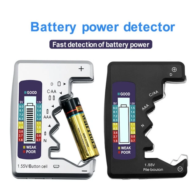 UNIVERSAL DIGITAL AA AAA C D 9V 1.5V Button Battery Checker Tester ...