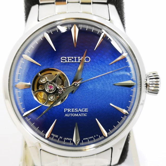 SEIKO PRESAGE BASIC SARY199 Blue Automatic See-through Back Men Watch ...