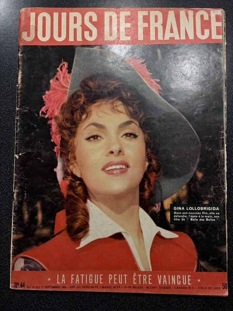 MAGAZINE JOURS DE FRANCE N°44 1955 GINA LOLLOBRIGIDA BELLE DES BELLES ...