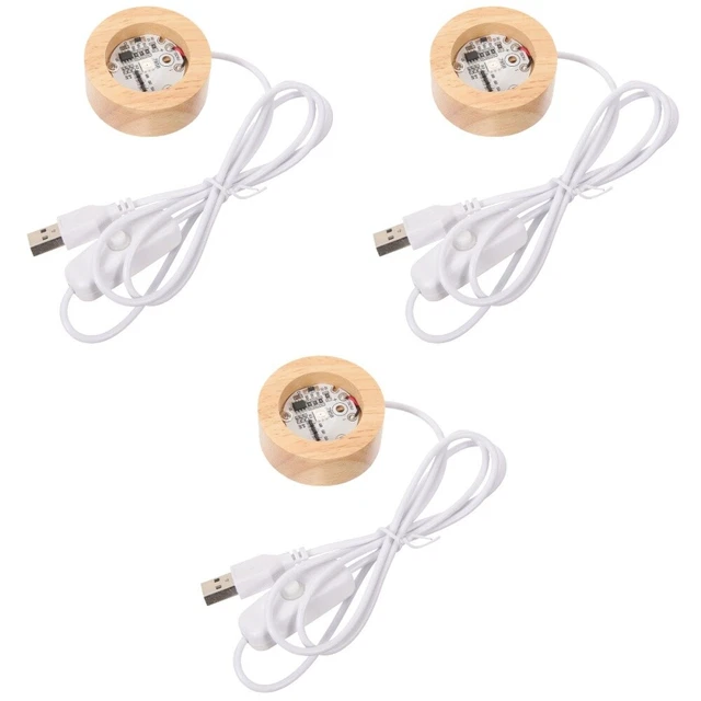 3 PACK LED Light Base Wooden Display Stand Bowl Color Bud Vase £18.25 ...