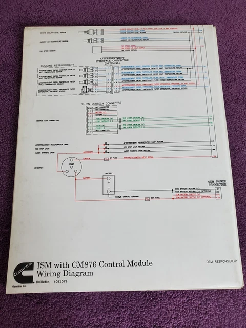 CUMMINS ISM CM876 Control Module Wiring Diagram 4021574 (Laminated ...