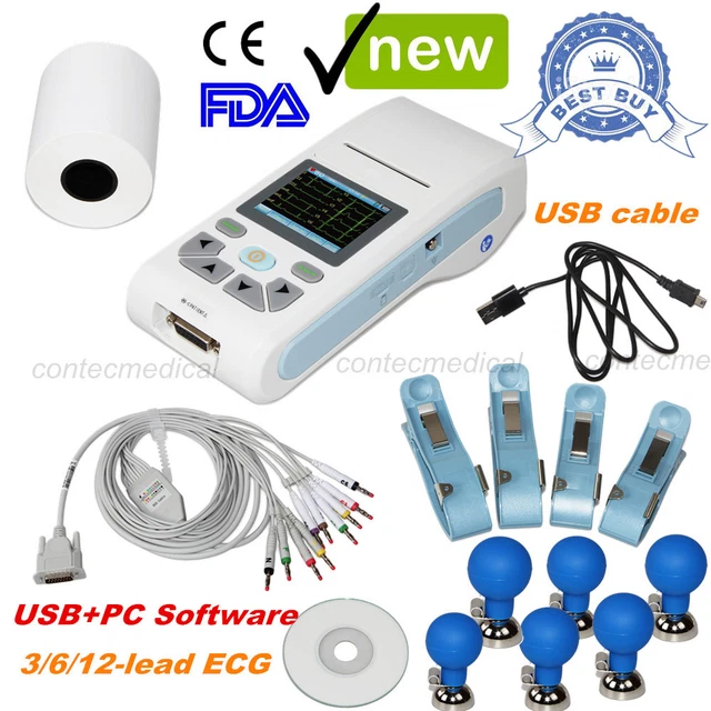 ECG90A 12-CHANNEL 12-LEAD ECG/ekg Machine Electrocardiograph Touch+ USB Software £238.77 ...
