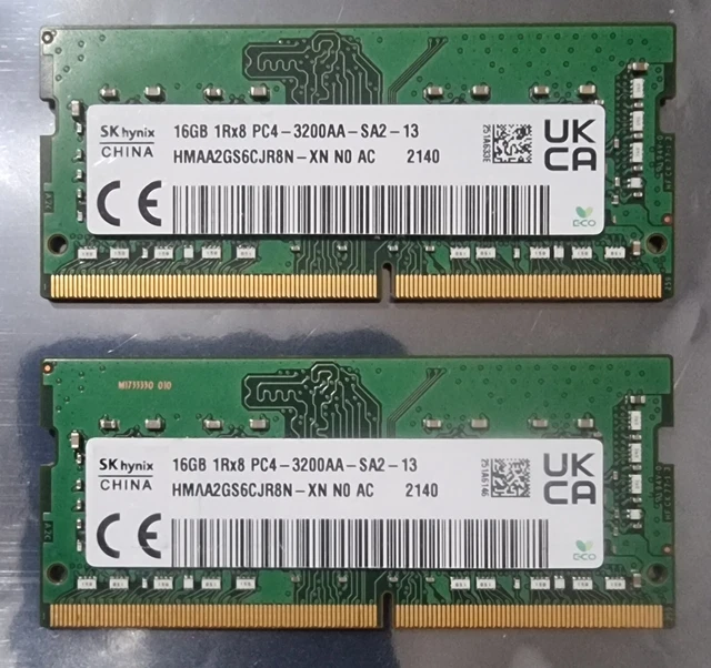 SK HYNIX PC4-25600 PC4 3200AA 32 GB 2X16 GB DDR4 1RX8 3200 MHz memoria RAM 260 pin EUR 85,45 ...