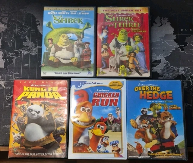 DREAMWORKS DVD LOT (5) Shrek Kung Fu Panda Chicken Run Kids Movie ...