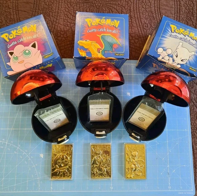 POKEMON POKEBALLS 23K Gold Plated Cards 1999 Charizard, Mewtwo ...