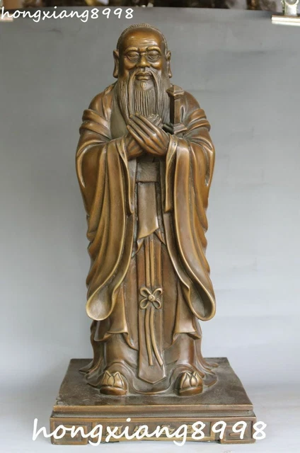 18& RARE CHINA Ancient Pure Bronze Holy Man Taoist Priest Road length ...