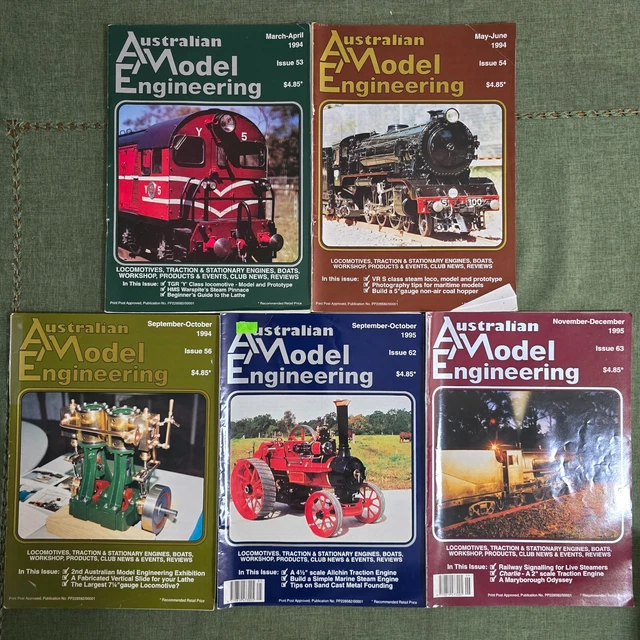 AUSTRALIAN MODEL ENGINEERING Magazine 5x Issues mixed 1994 1995 Bundle ...