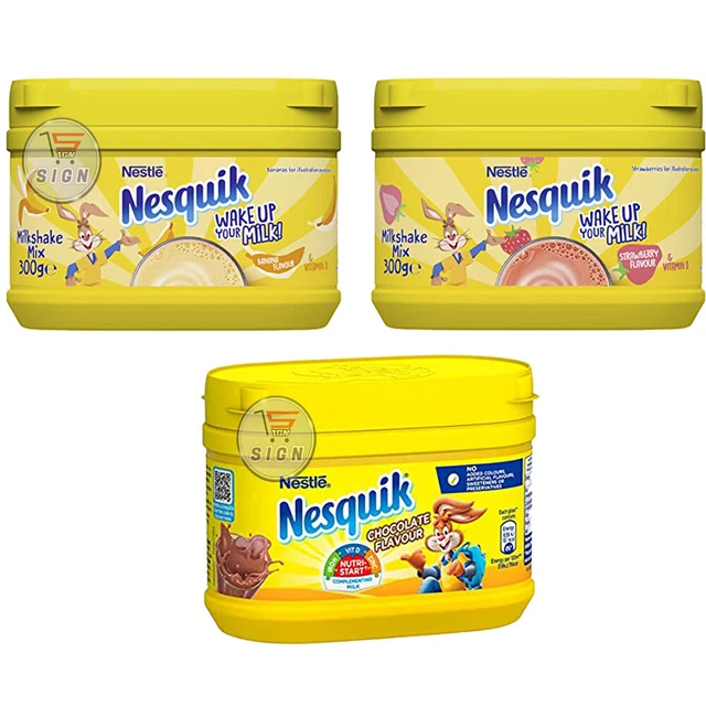 NESTLE NESQUIK CHOCOLATE / STRAWBERRY / BANANA FLAVOUR POWDER – 300g ...