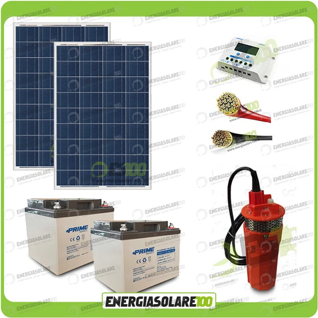 KIT SOLAIRE D'ARROSAGE 160W 24V 40/60mètres prévalence câbles 3heures ...