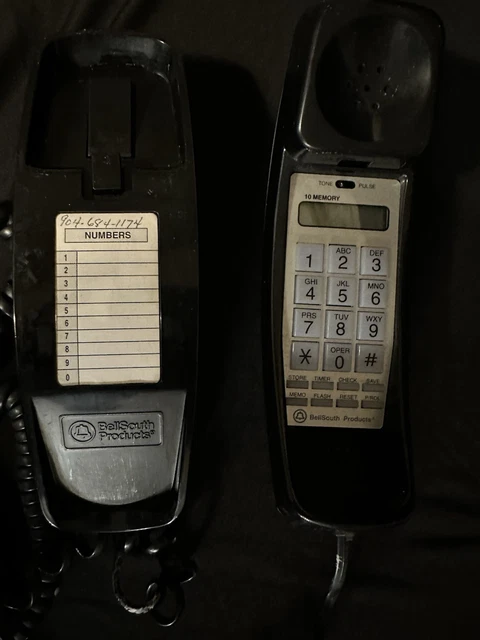 VINTAGE 1980'S BELLSOUTH Model 485E Black Push Button Wall Phone ...