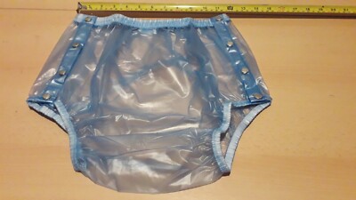 ADULT BABY BLUE Snap Plastic Pants In Pvc. Size M Medium 25"-31" Waist ...