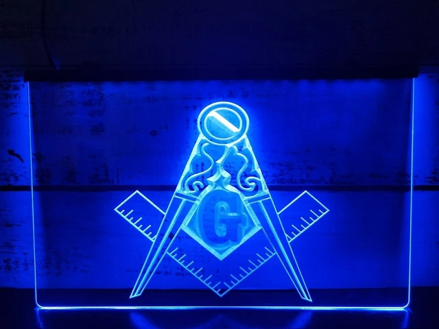 MASONIC MASON FREEMASON Logo Art LED Neon Light Sign Home Room Bar Wall ...