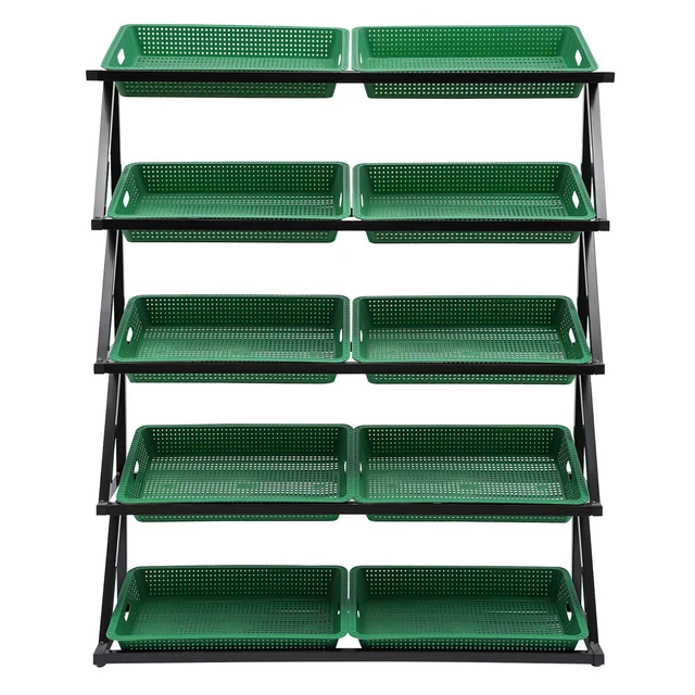 MARKET RETAIL DISPLAY Rack Shelf W/10X Merchandiser Fruit Vegetable ...