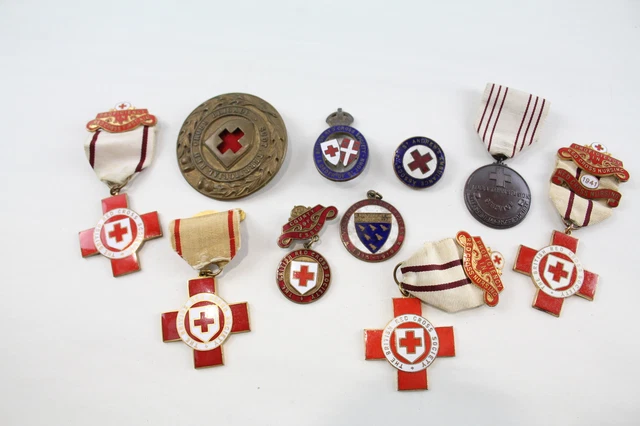 BRITISH RED CROSS & Order of St. John Medals & Badges x 10 inc. County ...