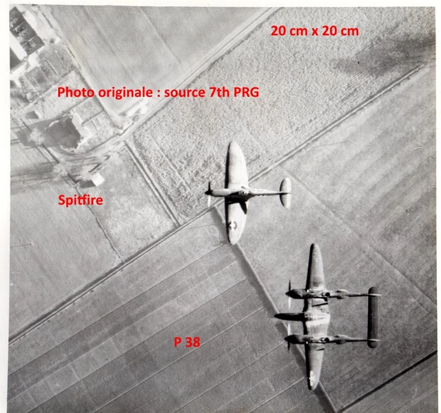 PHOTO AVION USAAF Spitfire P 38 guerre aérienne 1939 1945 guerre WWII ...
