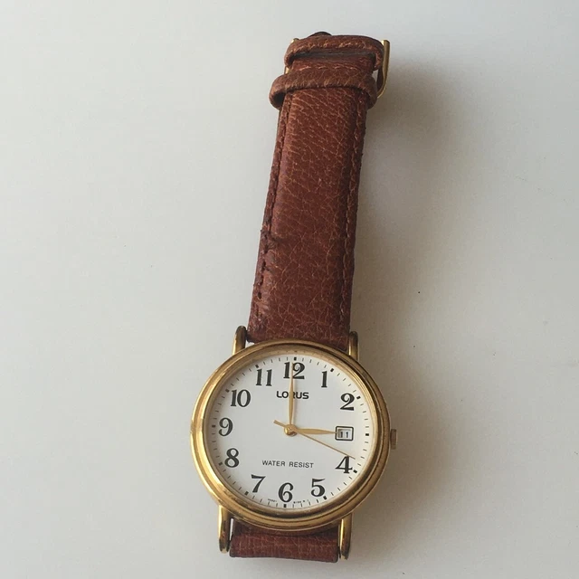 MEN'S LORUS VX32- Seiko Working Quartz Date Watch . c2000. Gold/Brown ...