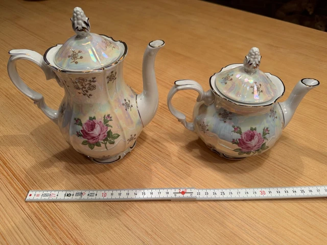 KAHLA ROSE PORZELLAN Kaffeekanne Teekanne Schillernd Made DDR Vintage ...