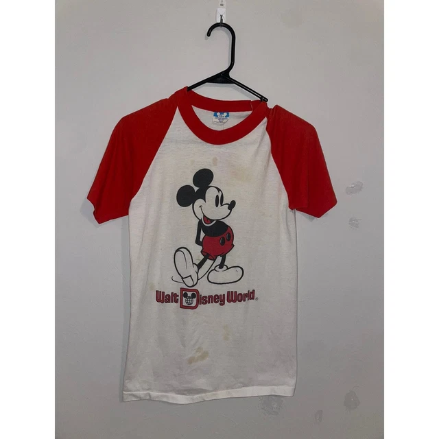1980S WALT DISNEY World Vintage Mickey Mouse White Red Shirt S Small £ ...