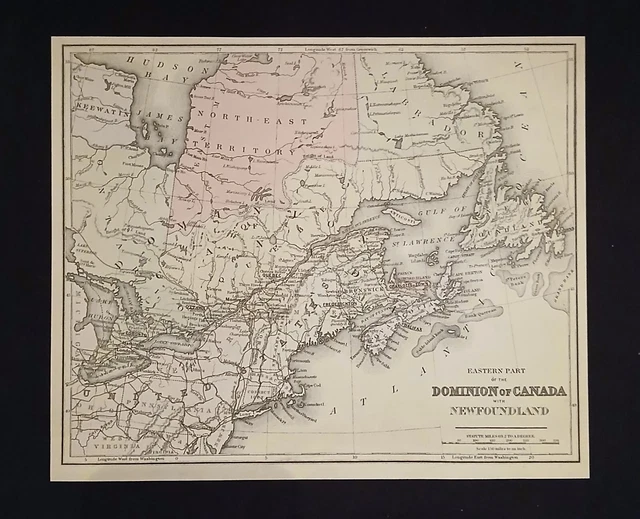 ANTIQUE HAND COLORED 1887 Map Of The Dominion Of Canada And ...