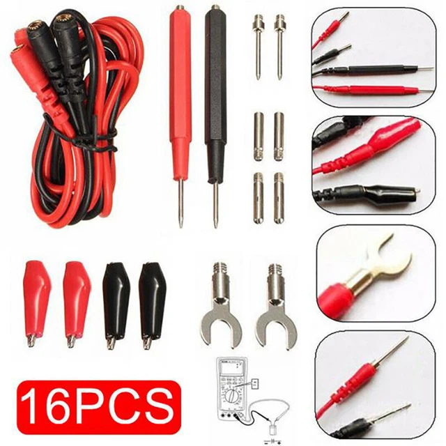 16 IN 1 Digital Multimeter Test Leads Probes Volt Meter Cable Clip Al ...