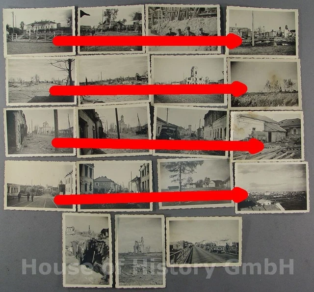 136255: 19 FOTOS Vormarsch Russland: Ortskommandantur, russ. Hiwis ...