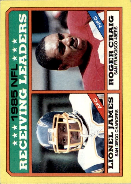 1986 TOPPS} LIONEL James/Roger Craig San Diego Chargeurs/San Francisco ...