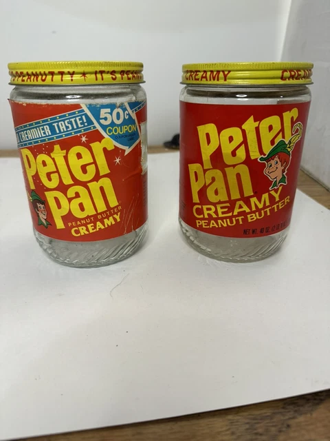 VINTAGE 1970S 80S? Peter Pan Creamy Peanut Butter Glass Jar w Labels ...
