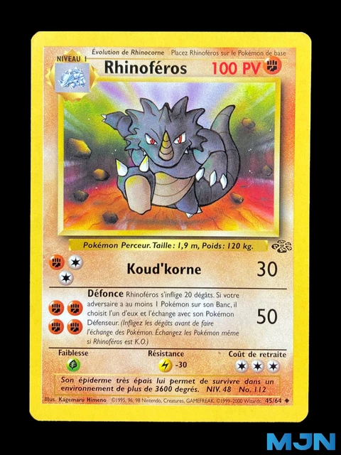 2000 FRENCH JUNGLE Rhinoferos 45/64 Pokemon Card - Excellent £9.64 ...