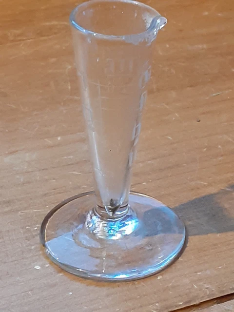 VINTAGE MINIATURE HAND etched laboratory glassware conical measuring ...