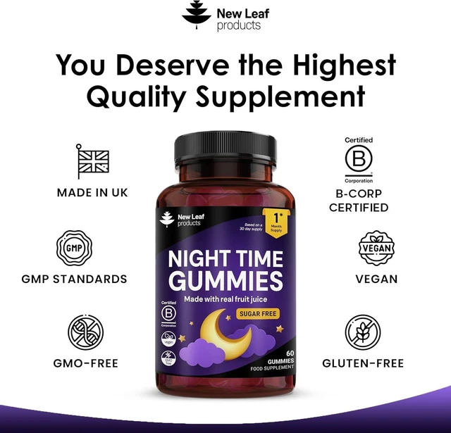 NIGHT TIME GUMMIES - Lavender Flower, L-Theanine Vitamin B6 & Magnesium ...