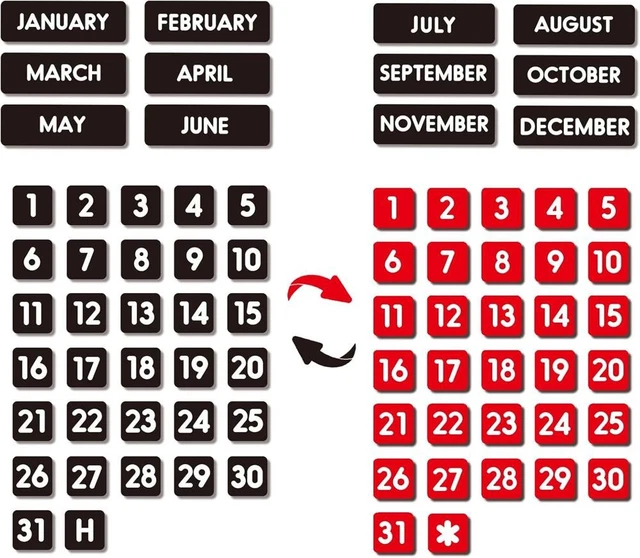 LARGE DOUBLE-SIDED MAGNETIC Numbers and Months for Large Dry Erase ...