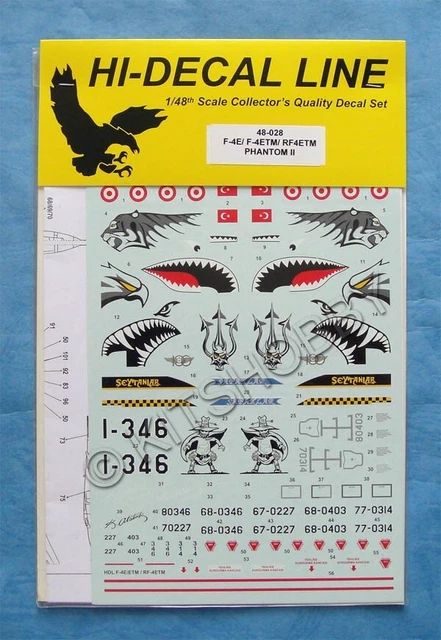 HI-DECAL 1/48 MCDONNELL Douglas F-4E Phantom II Turkish Air Force Decal ...