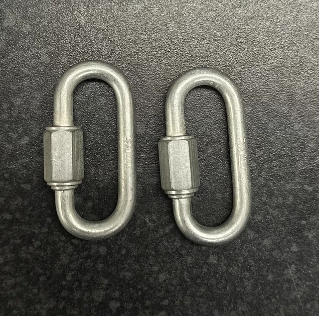 PAIR OF QUICK Link Heavy Duty Chain Screw Lock Fastener Carabine Rope ...